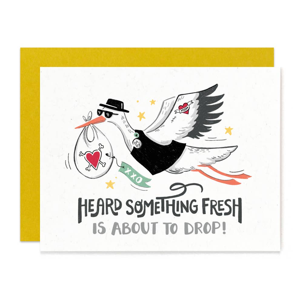 Fresh Drop Stork Card - Paper Pony Co. – Aubergine